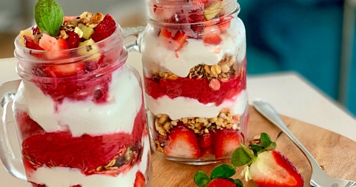 Rhuby-Red Parfait with Crunchy Cranny Granola - Transformation Cook Book
